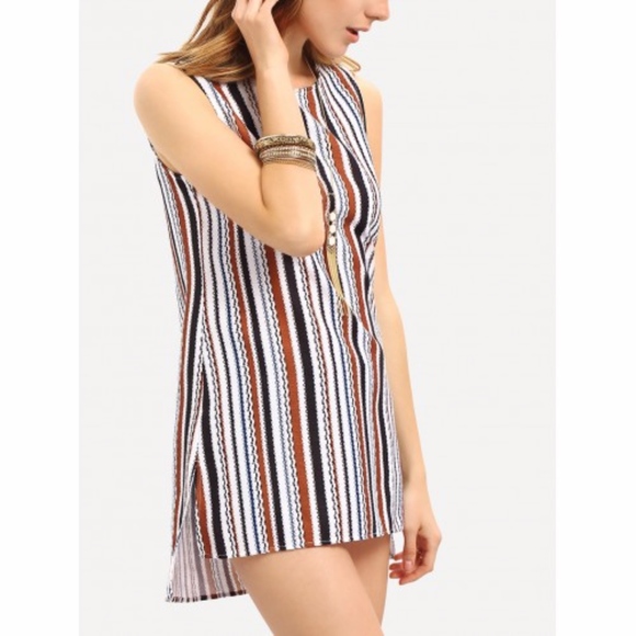 Tops | Multicolor Striped Split Side Tank Top | Poshmark